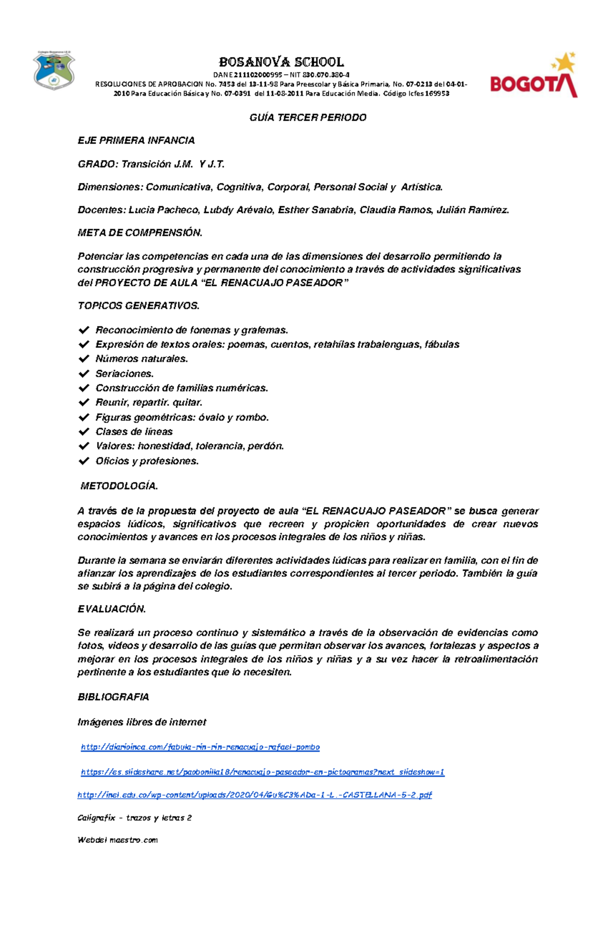 GUÍA Única Transición Tercer Periodo 2021 - DANE 211102000995 – NIT 830 ...