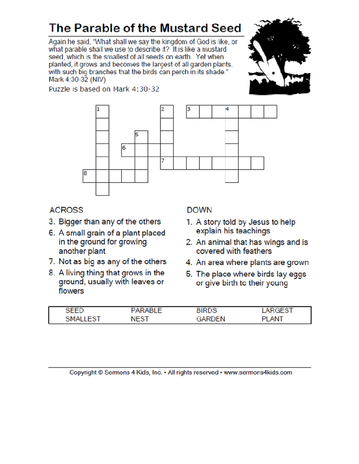 Parable Mustard Seed Children's Sermons from Sermons 4Kids.com Serm ...