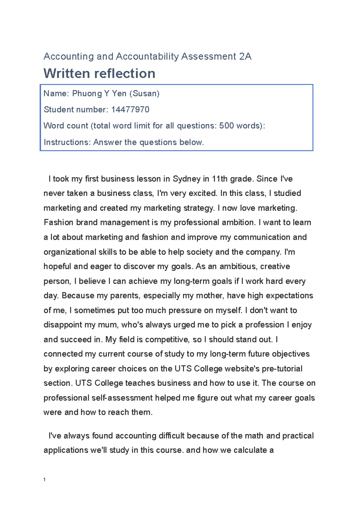 A ssessment 2 A Written reflection - Accounting and Accountability ...