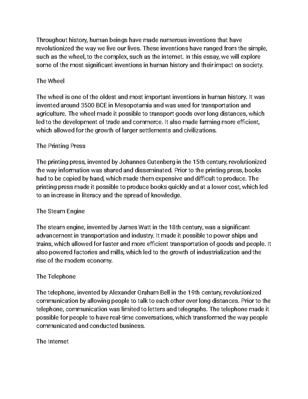 Inventions - Throughout history, human beings have made numerous ...