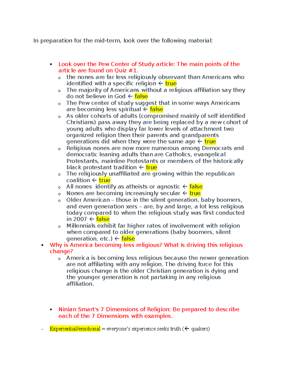 REL 100 Midterm Study Guide - In preparation for the mid-term, look ...