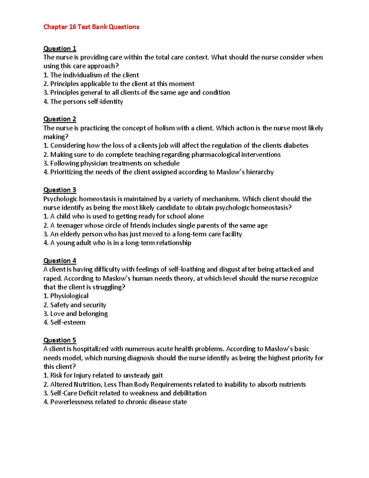 Chap16testbank - Koizer & erb test bank questions practice questions ...