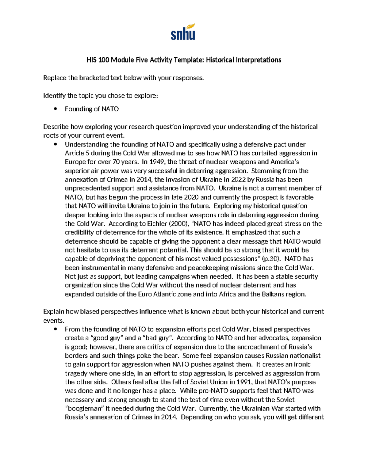 HIS 100 Module 5 Interpretations - Stocker - HIS 100 Module Five ...