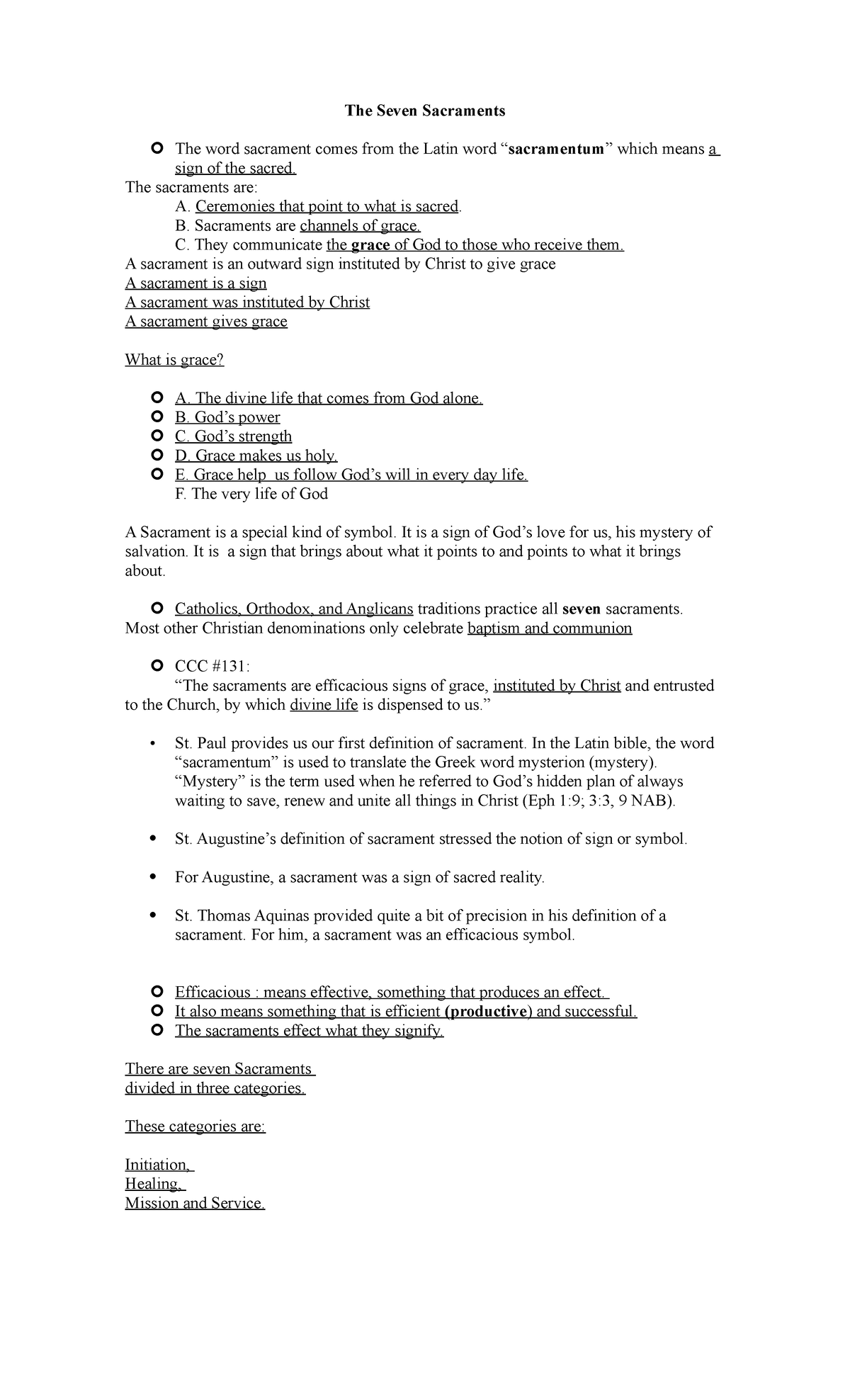The Seven Sacraments - religious education scraments and liturgy - The ...