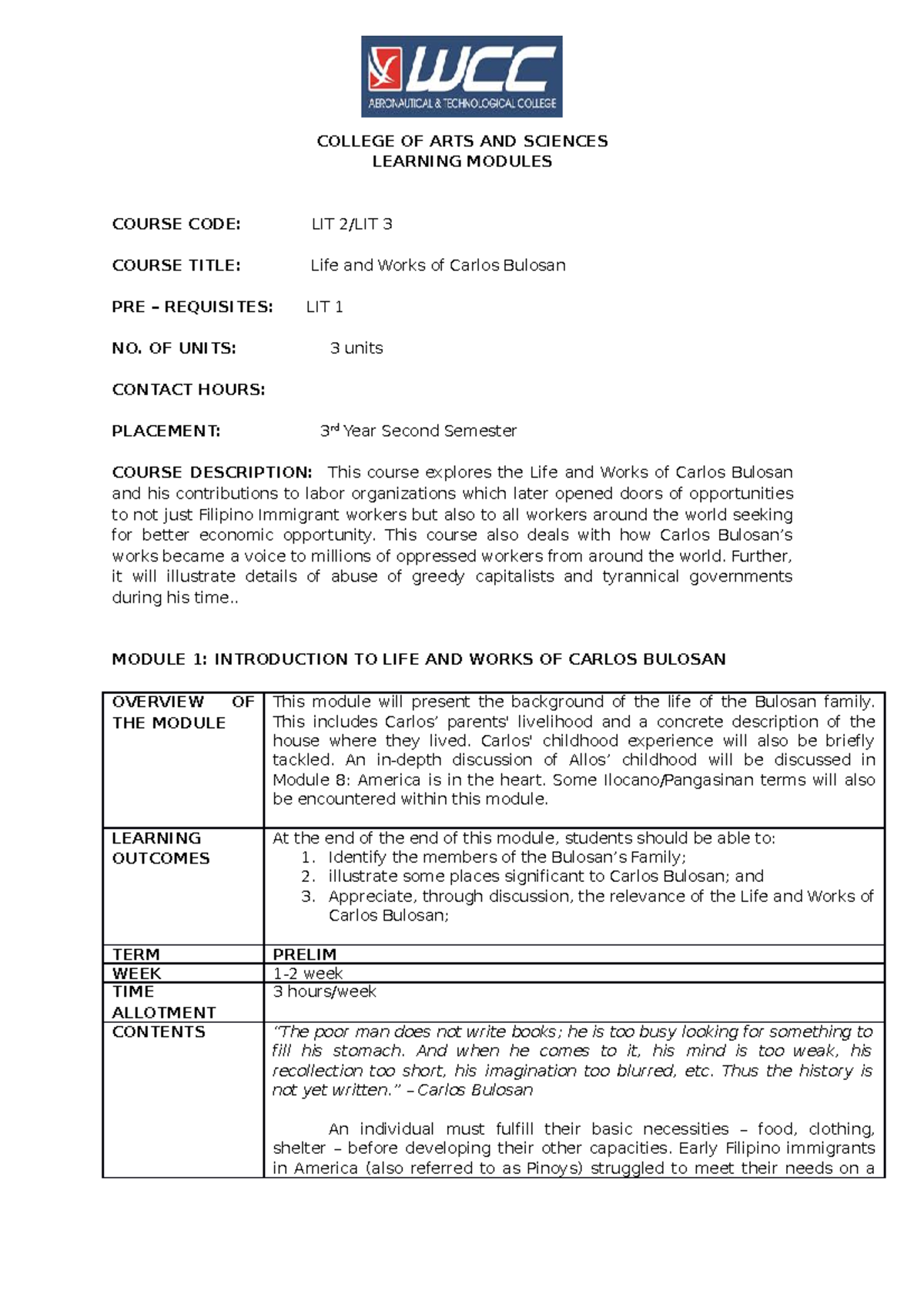 Lesson 1. Module - dgsdgsdgds - COLLEGE OF ARTS AND SCIENCES LEARNING ...