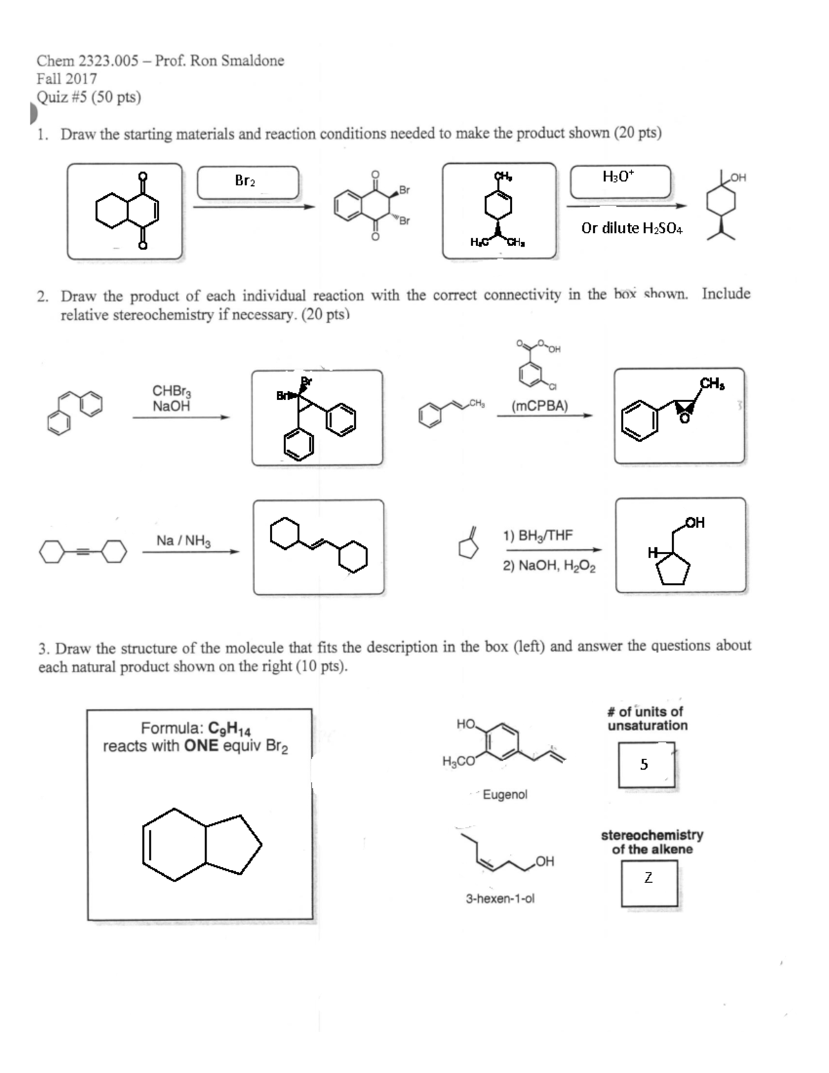 CHEM 2323 Quiz 5 Key - CHEM 2323 - UT Dallas - Studocu