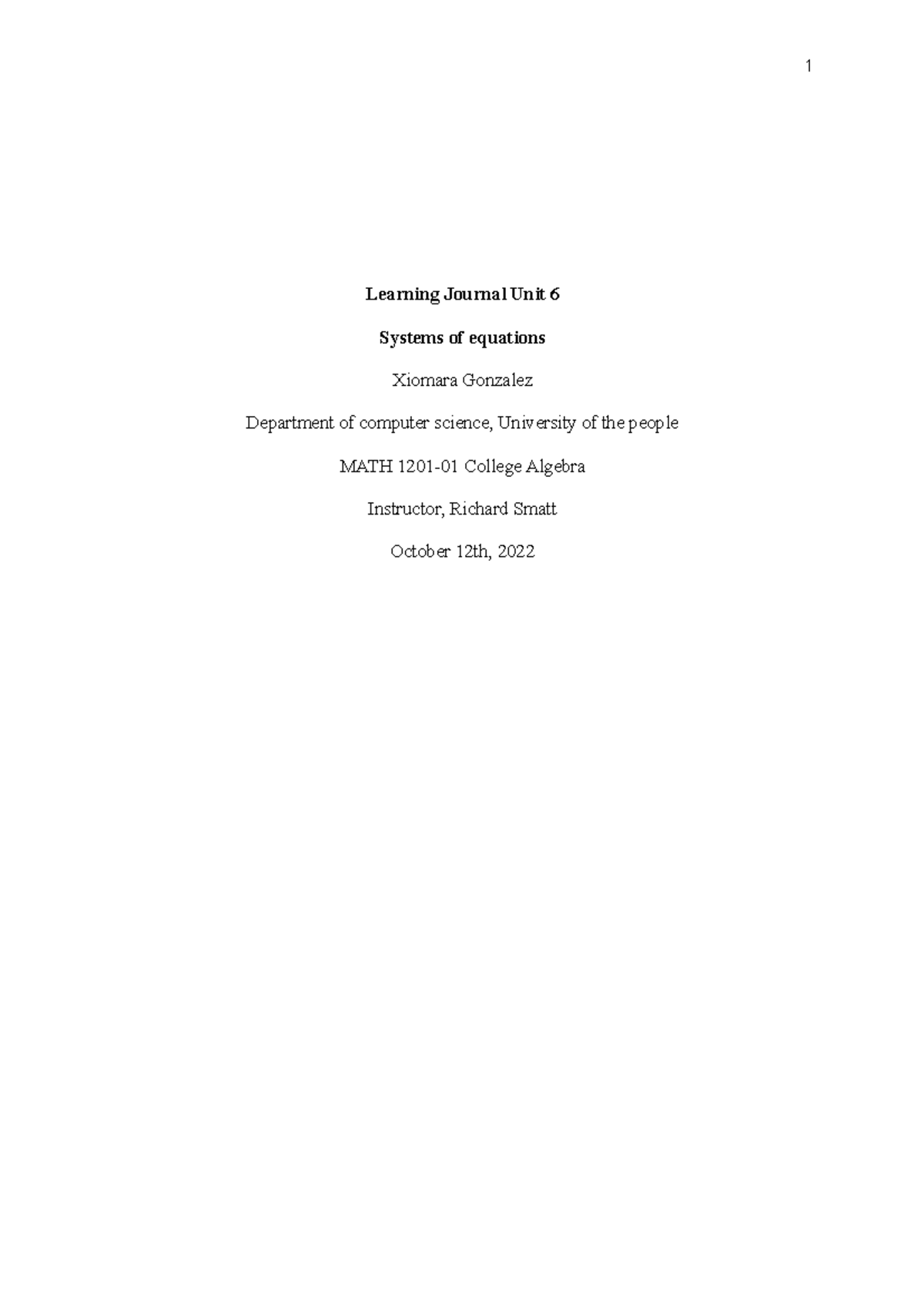 APA project - learning journal unit 6 - 1 Learning Journal Unit 6 ...