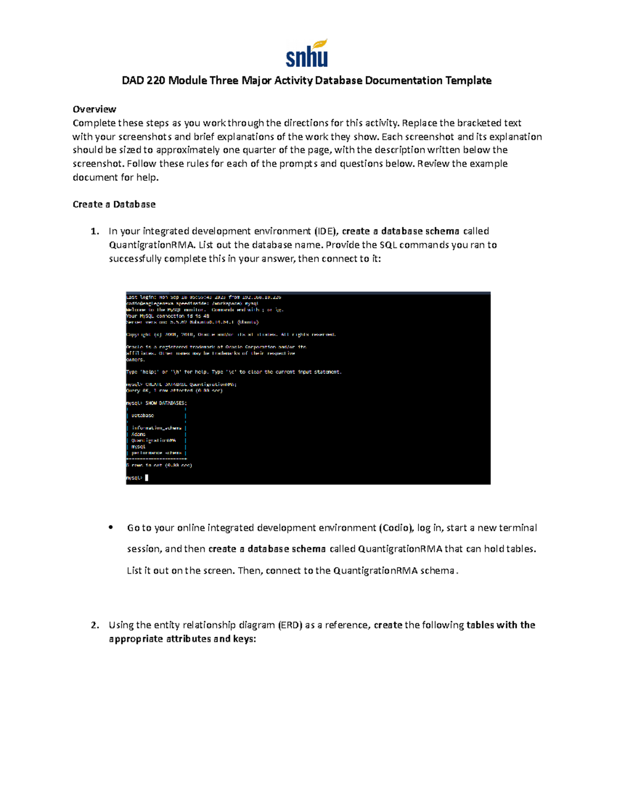 3-3 Major Activity - DAD 220 Module Three Major Activity Database Documentation Template ...