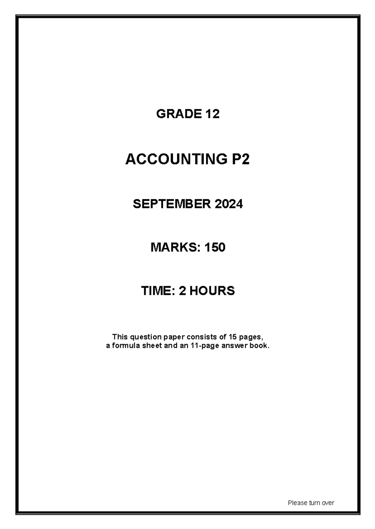 Accounting P2 PREP SEPT 2024 QP ENG - GRADE 12 ACCOUNTING P SEPTEMBER ...