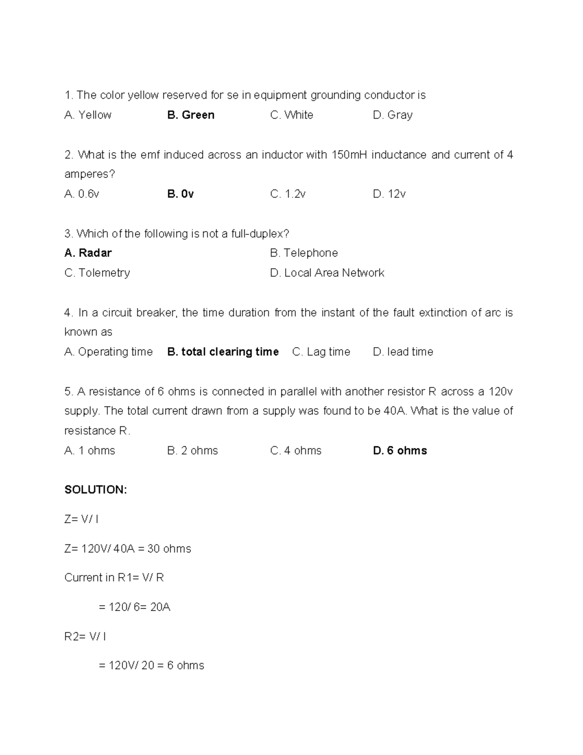 March 2016 EE - Past Pre Board Exam - The color yellow reserved for se ...