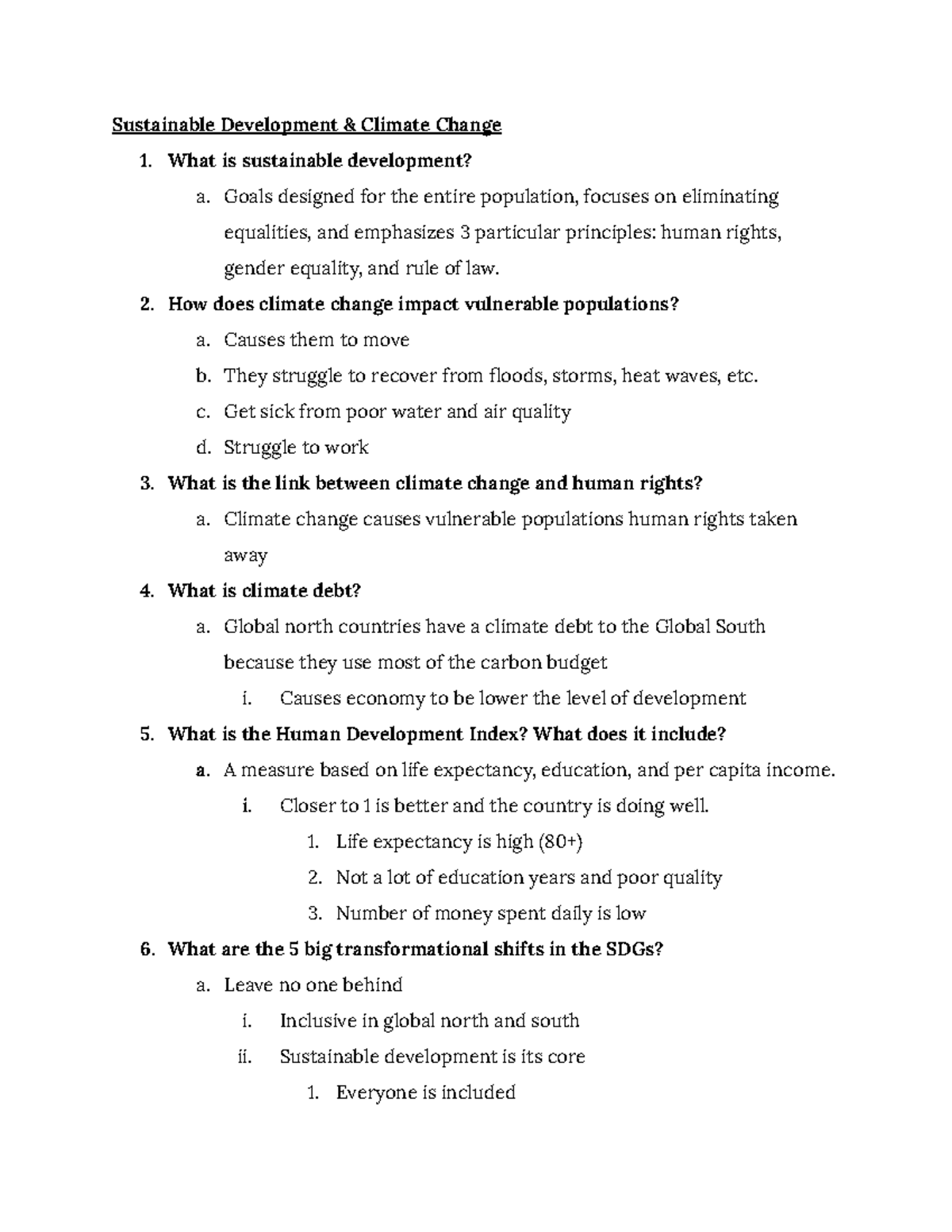 Final Exam Review - Sustainable Development & Climate Change 1. What is ...