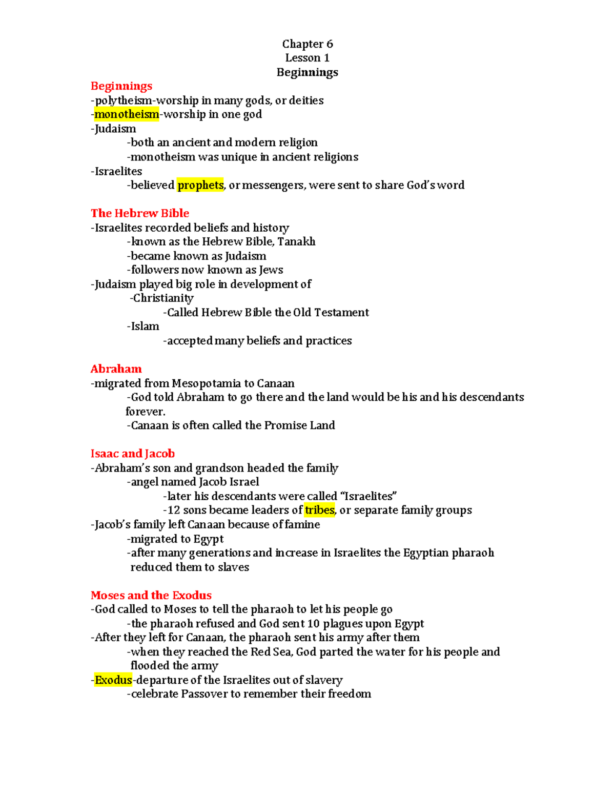 S.S. Chapter 6 Lesson 1 Notes - Chapter Lesson **Beginnings Beginnings ...