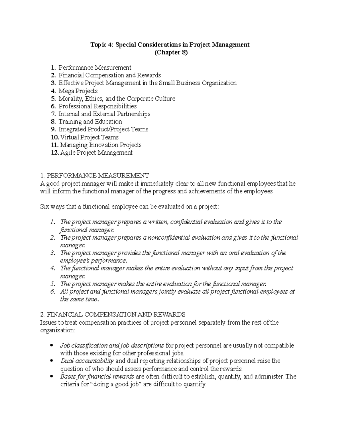 Topic 4 Special Considerations in Project Management - Topic 4: Special ...