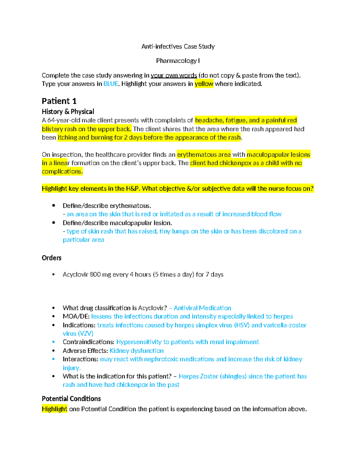 Anti-infectives Case Study In-Class Activity-2 - Anti-infectives Case ...