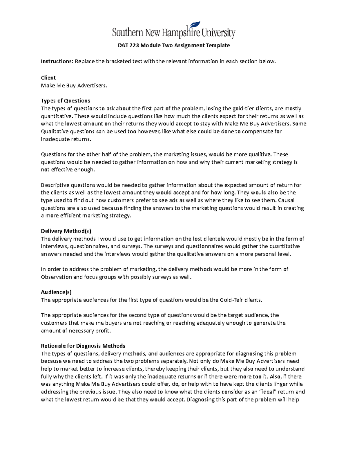 Dat 223 Module Two Assignment Template Dat 223 Module Two Assignment Template Instructions 6684