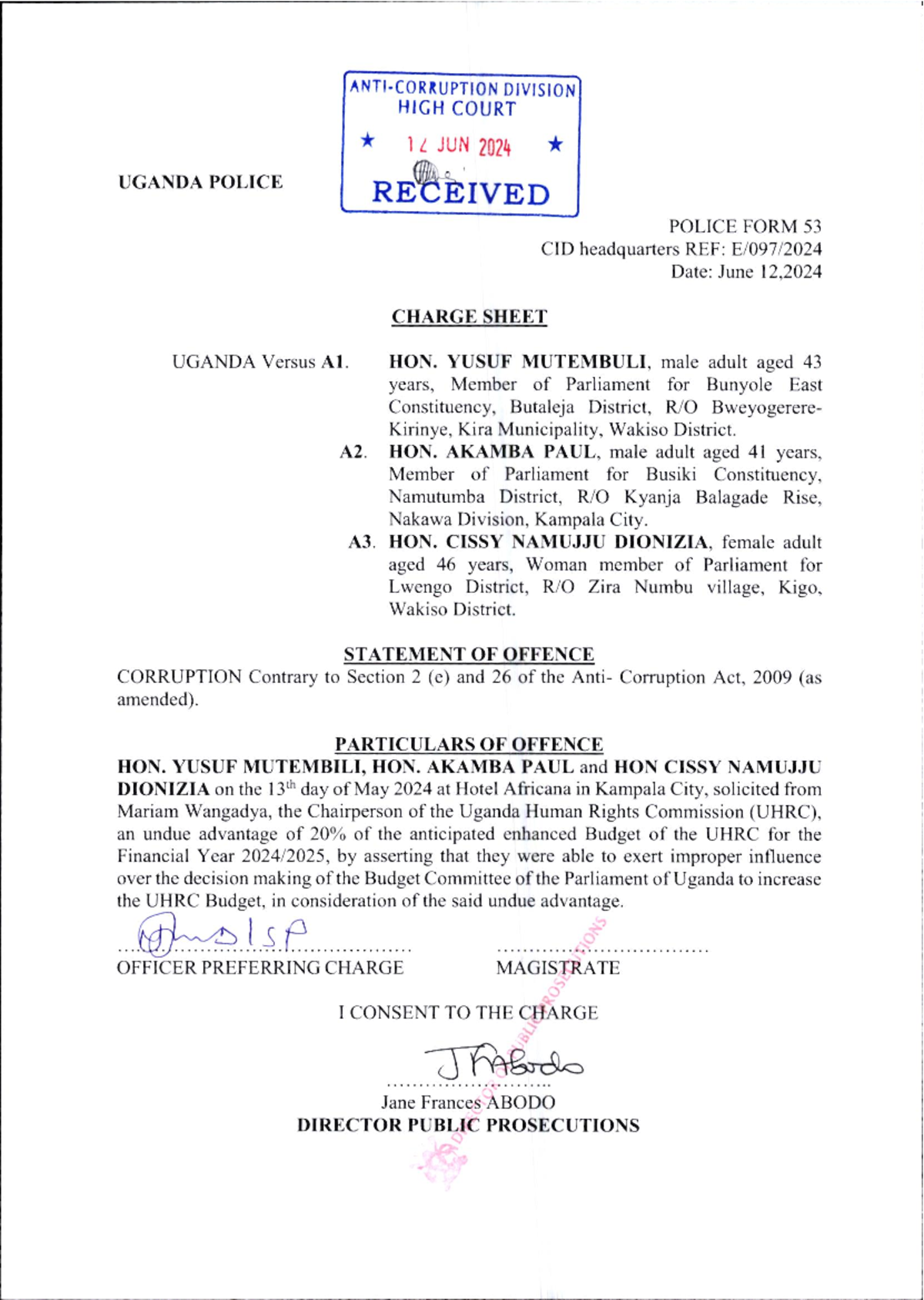 Charge Sheet - Good sample - ^NTI DIVISION HICH COURT * r I iuN z02lt ...