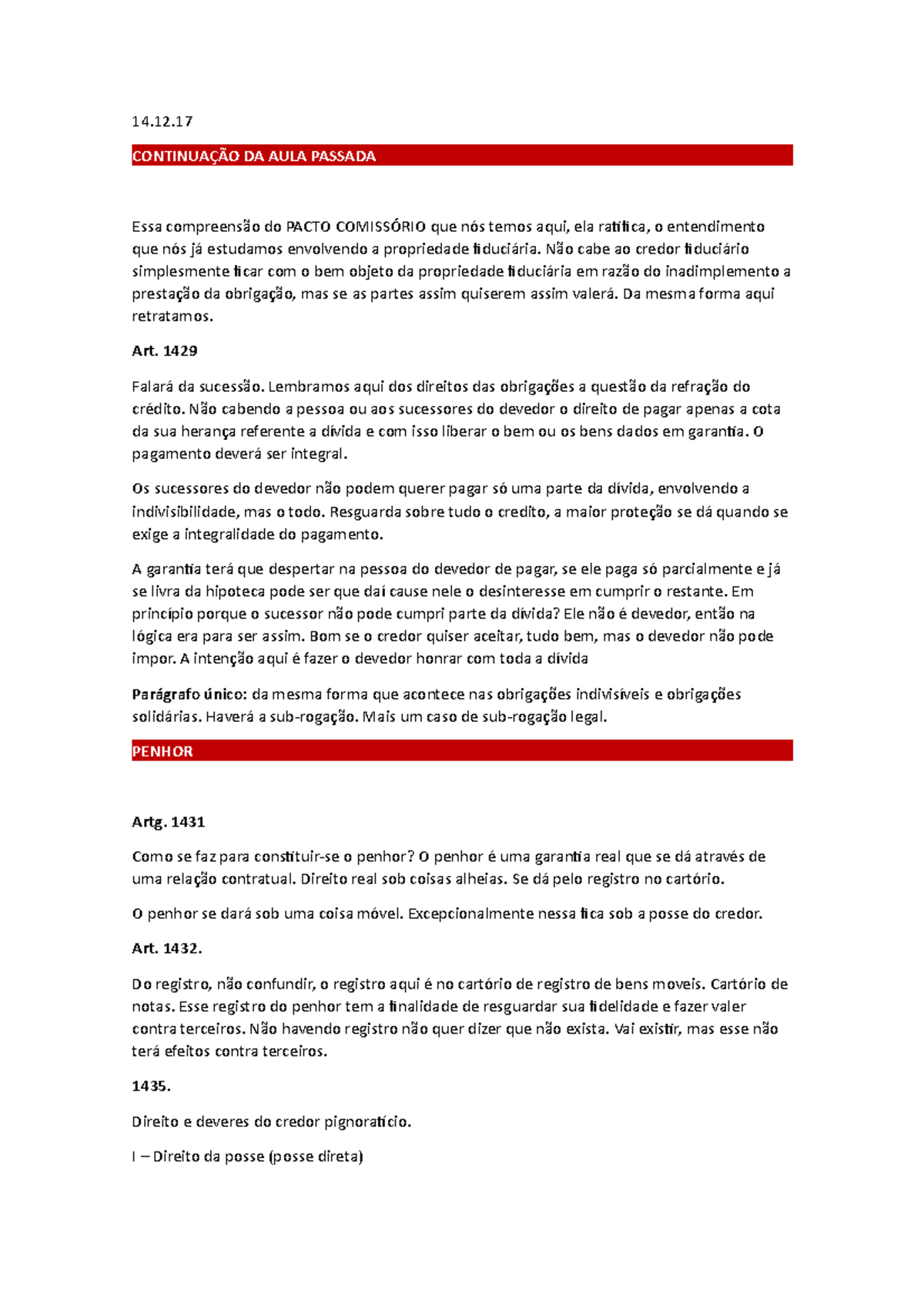 Penhor 06 - Anotações da cadeira de coisas professor Mario Parente - 14 ...