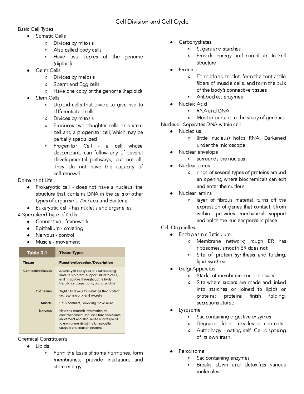 Cytogenetics Lesson 1: Cells and Cell Division - Cell Division and Cell ...