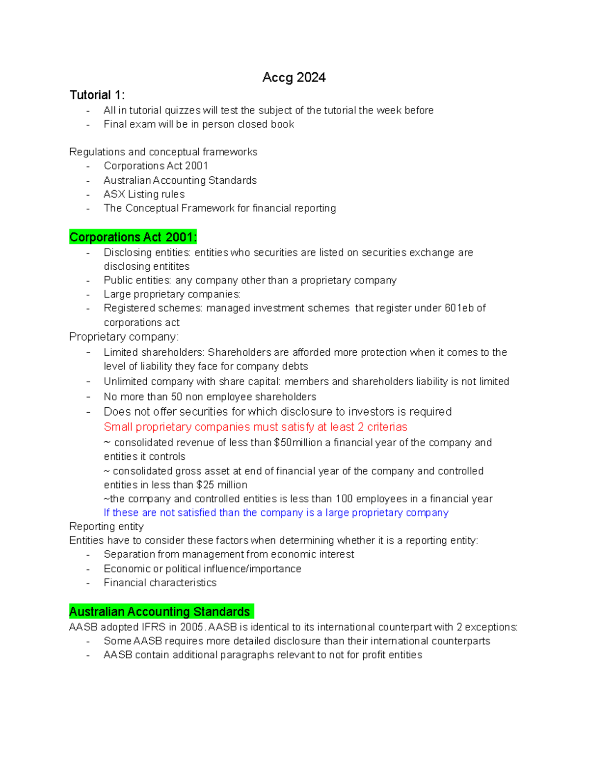 Accg 2024 - lecture 1 notes - Accg 2024 Tutorial 1: All in tutorial ...