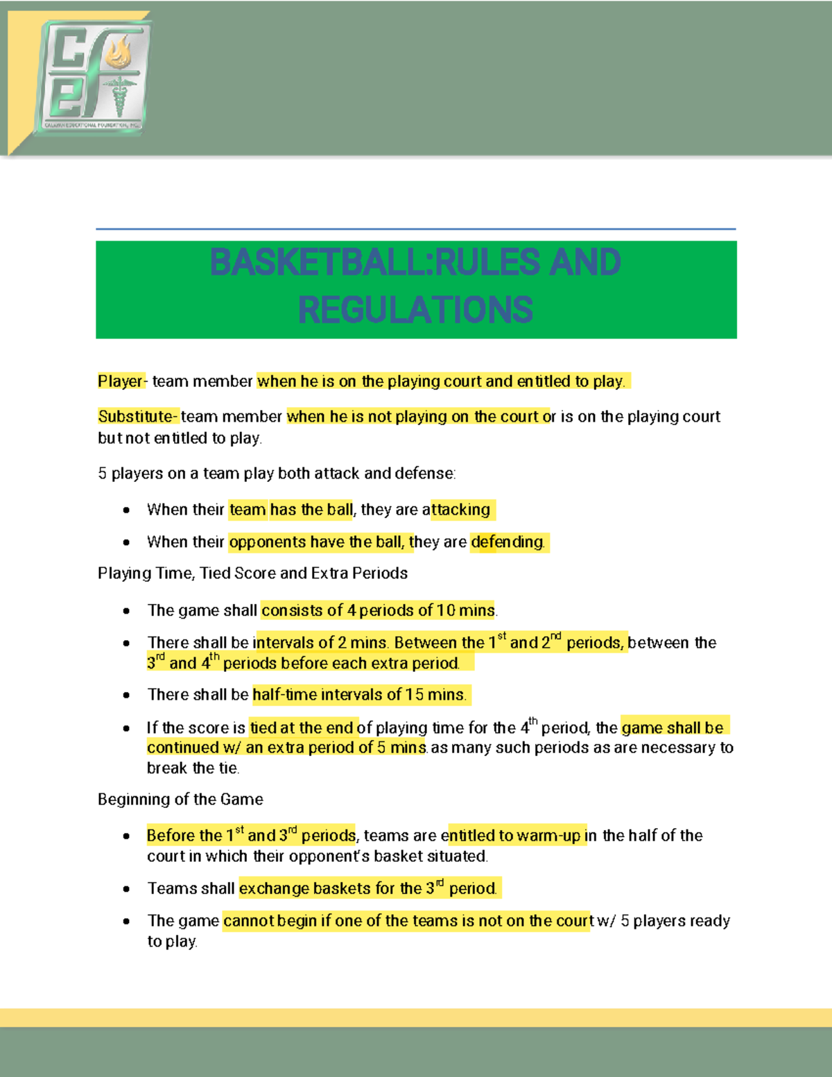 7PE104- Basketball- Rules-AND- Regulation - Copy - B A S K E T B A L L ...