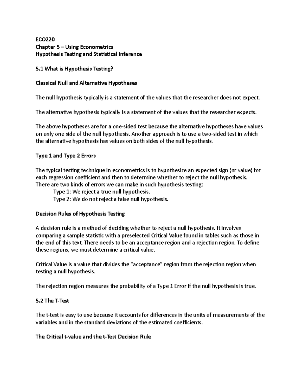 ECO220 Term 2 Textbook Chapter 5 - ECO Chapter 5 – Using Econometrics ...