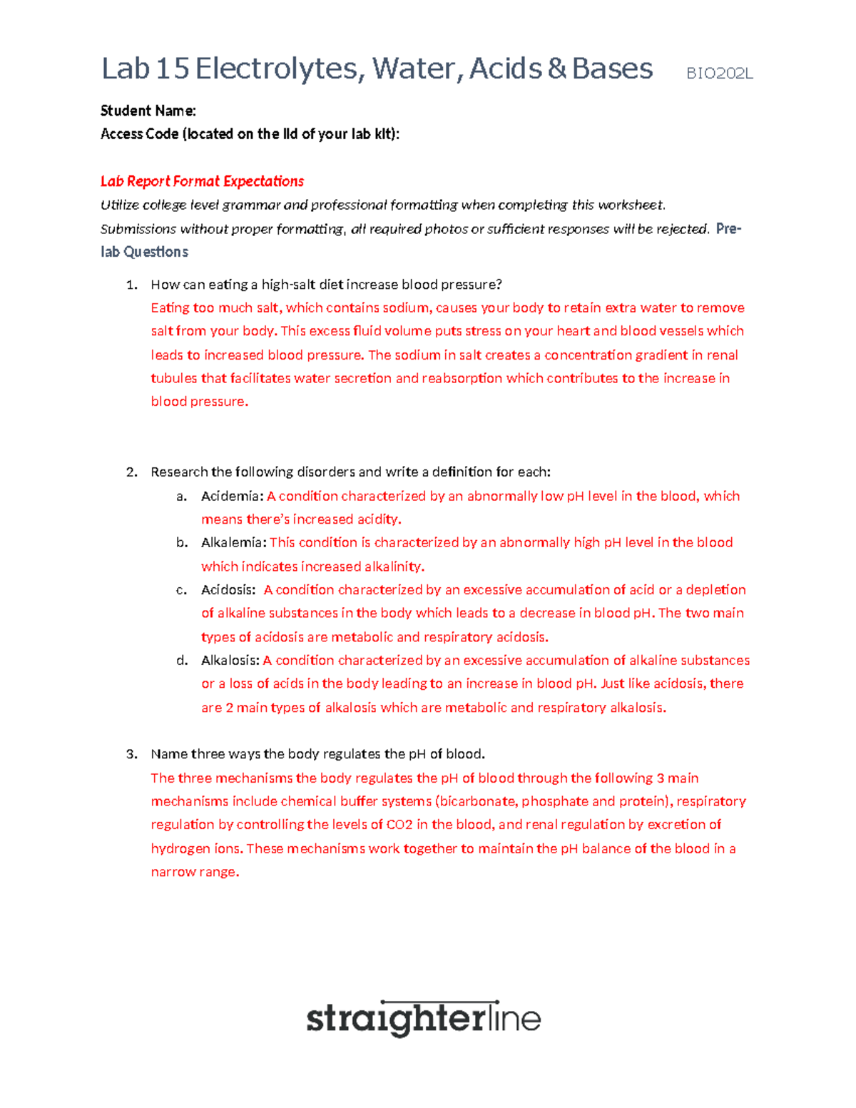 BIO202 Lab 15 - Pig dissection - Student Name: Leah Nelson Access Code ...