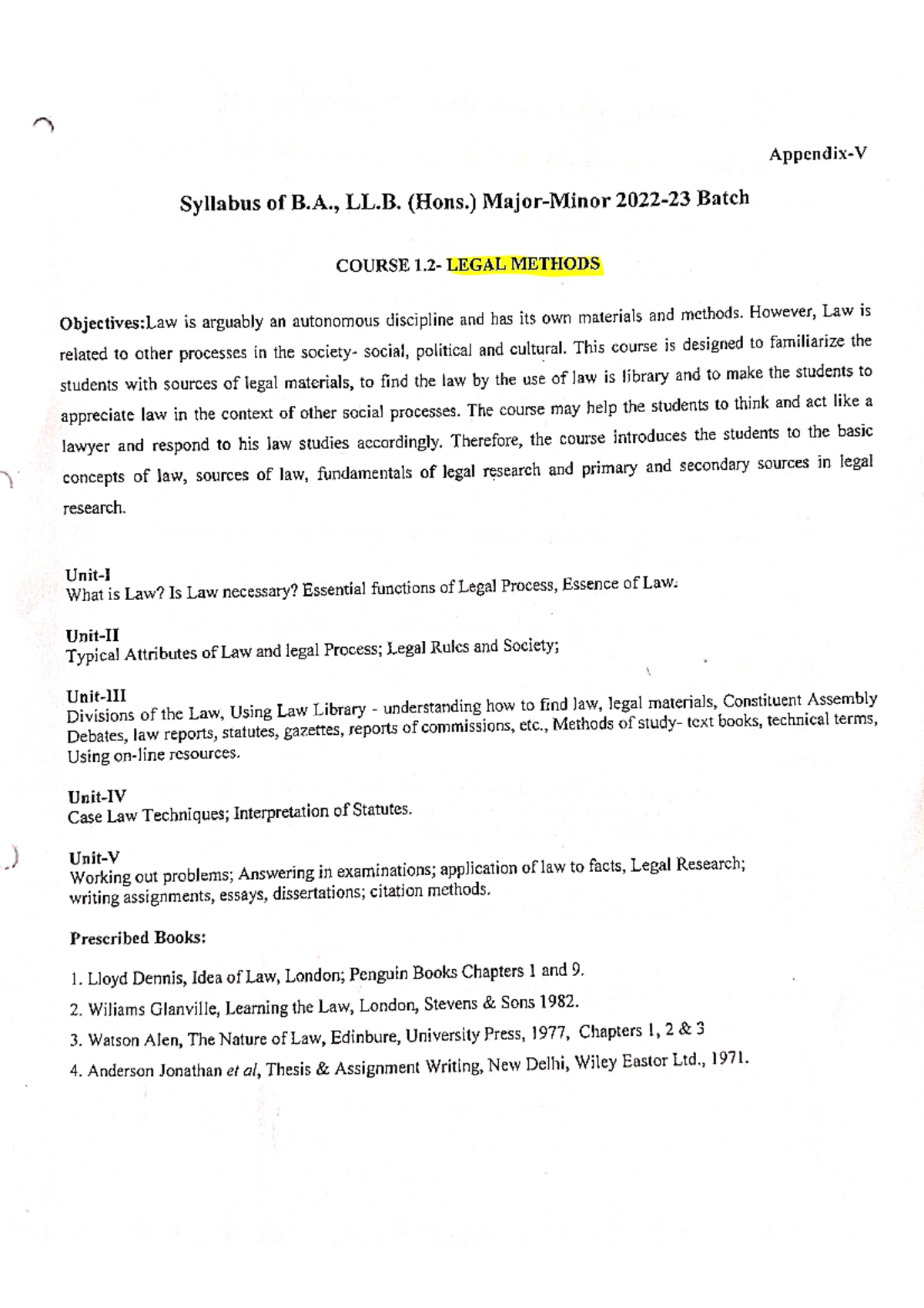 5Legal Methods - BA.LLB 5 years law - Studocu