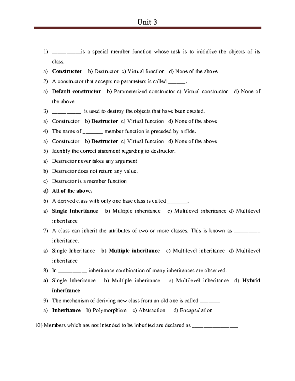 Unit 3 c++ objective - Hope it is useful enough - __________is a ...
