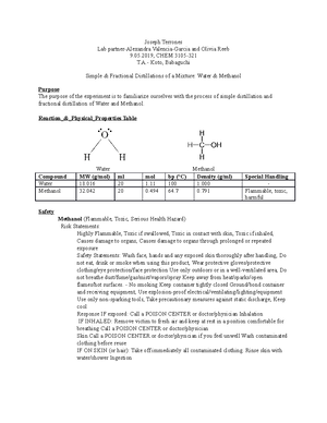 Ochem lab 2 - 2nd lab report - Joseph Terrones Lab partner- Alexandra ...
