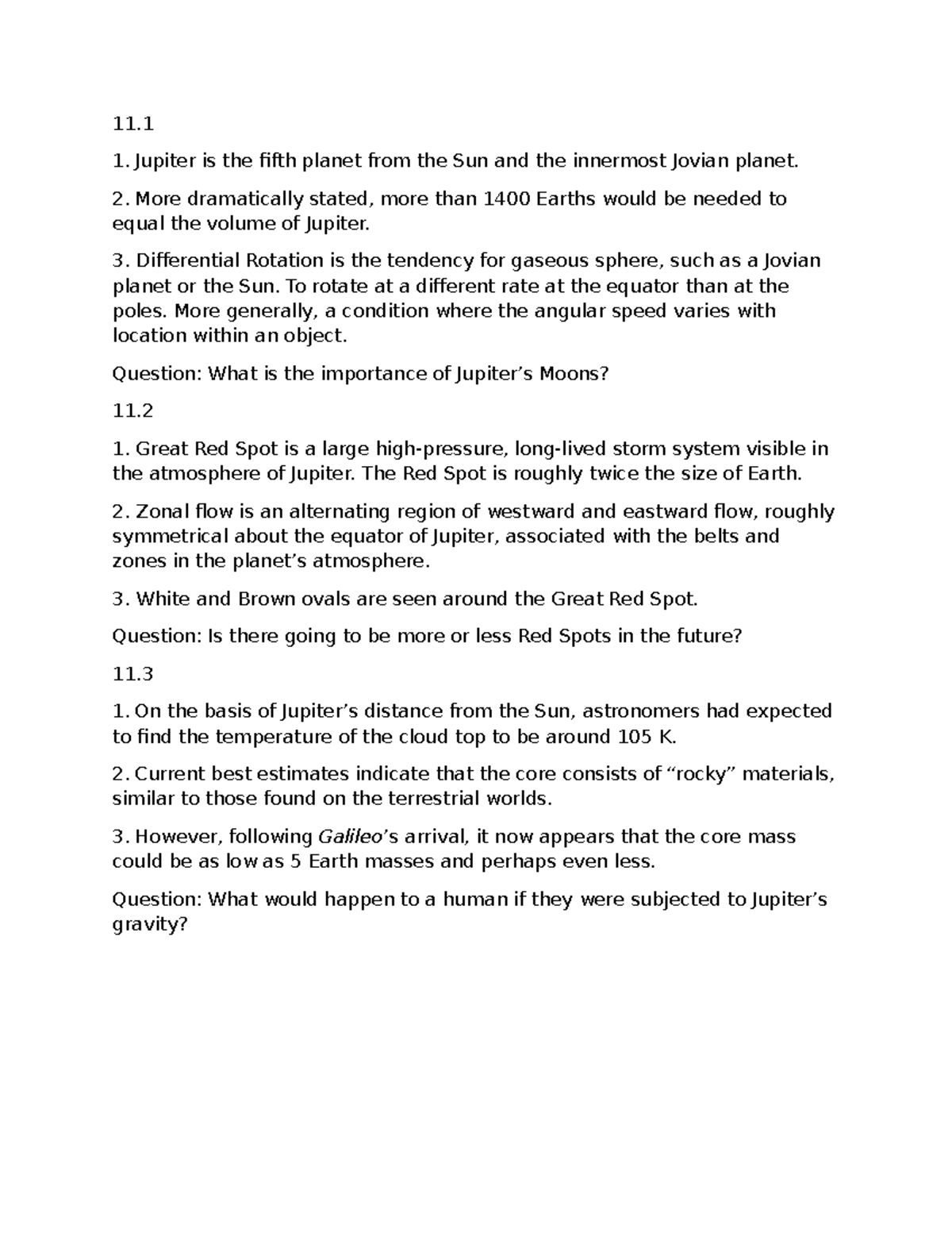 11a - Lecture Notes - 11. Jupiter is the fifth planet from the Sun and ...