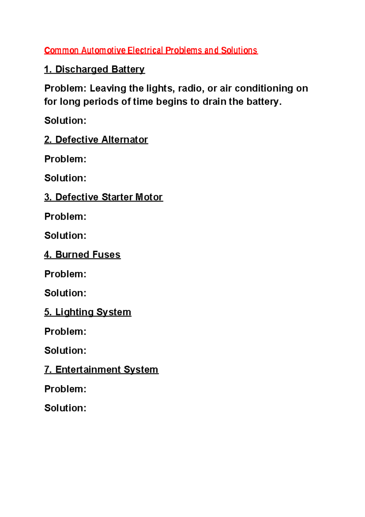 Common Automotive Electrical Problems and Solutions - Ingles - Common Automotive Electrical ...