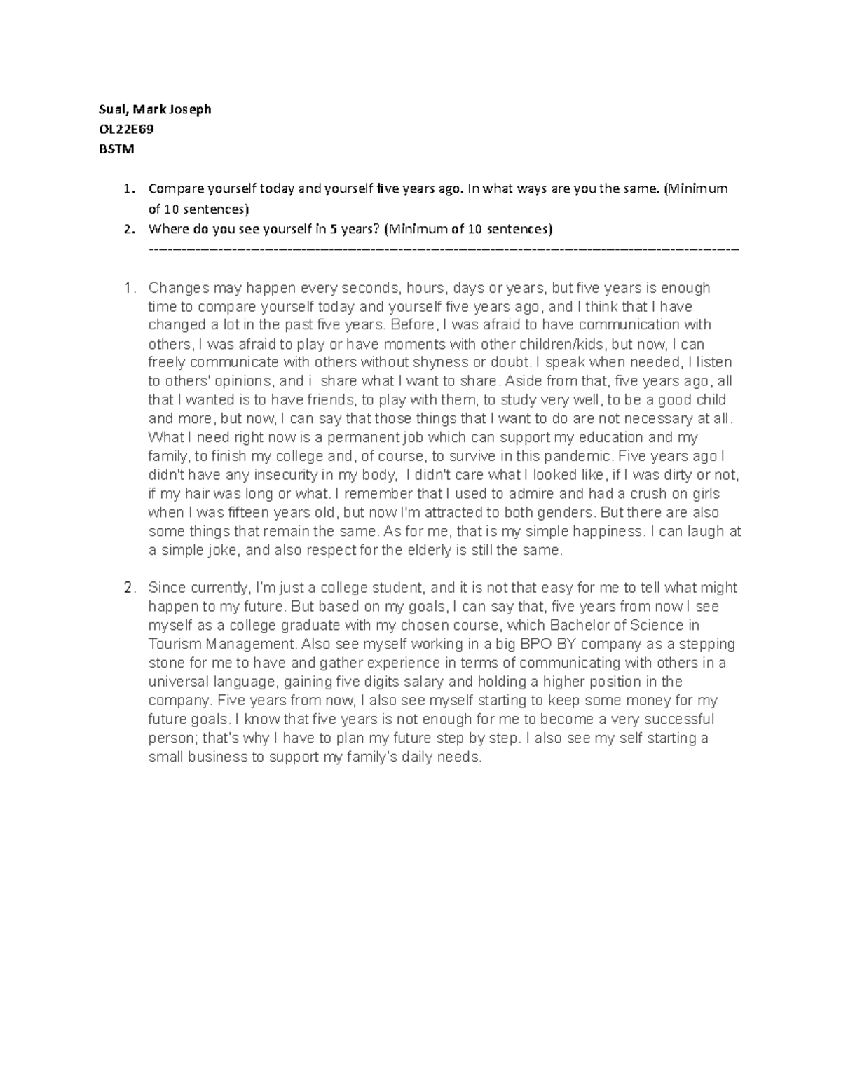 Chapter 2 Introductory Activity SUAL,MARK Joseph CA202100246 - Sual ...