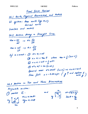 Master Formula Sheet - PHYSC 121 Fall 2022 Petkova 1 EP1 Formula Sheet ...