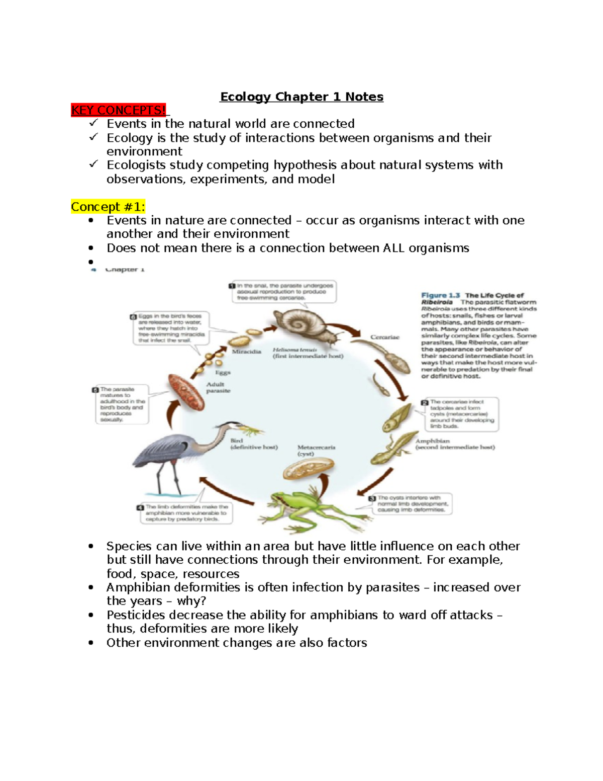 Ecology Chapter 1 Notes - Ecology Chapter 1 Notes KEY CONCEPTS! Events ...