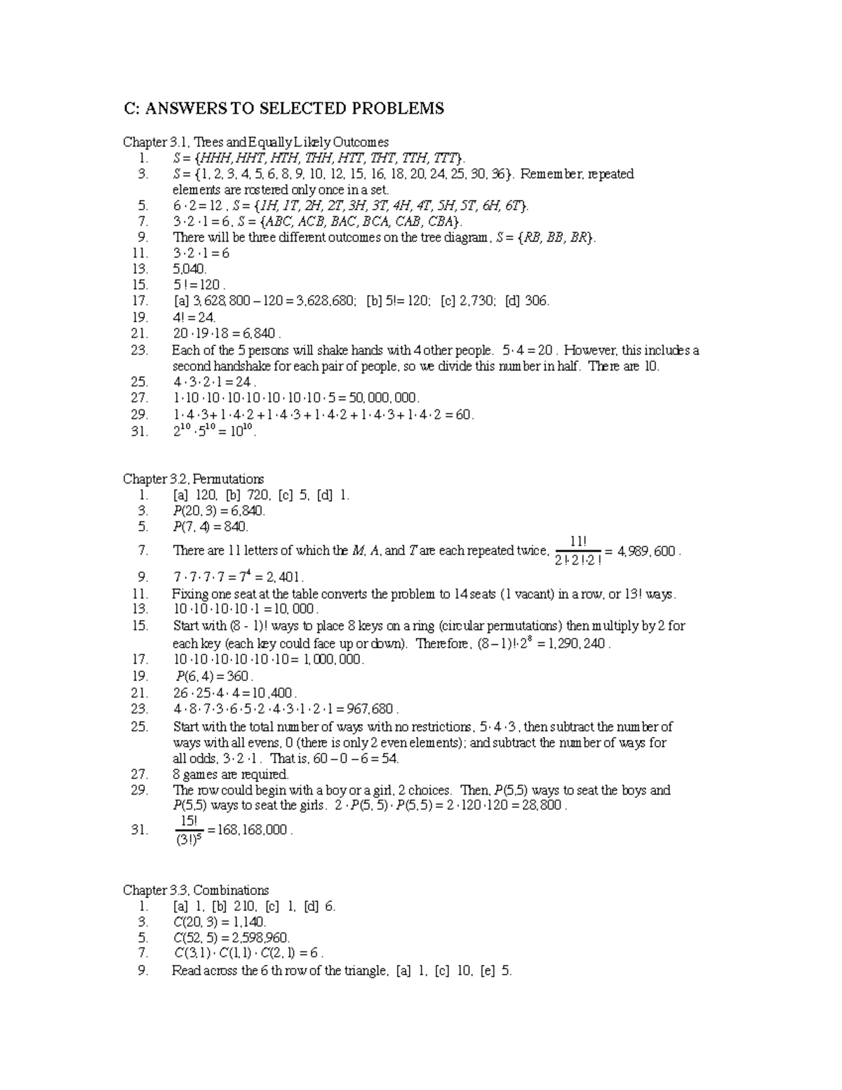Solutions Ch 3 - C: ANSWERS TO SELECTED PROBLEMS Chapter 3, Trees and ...