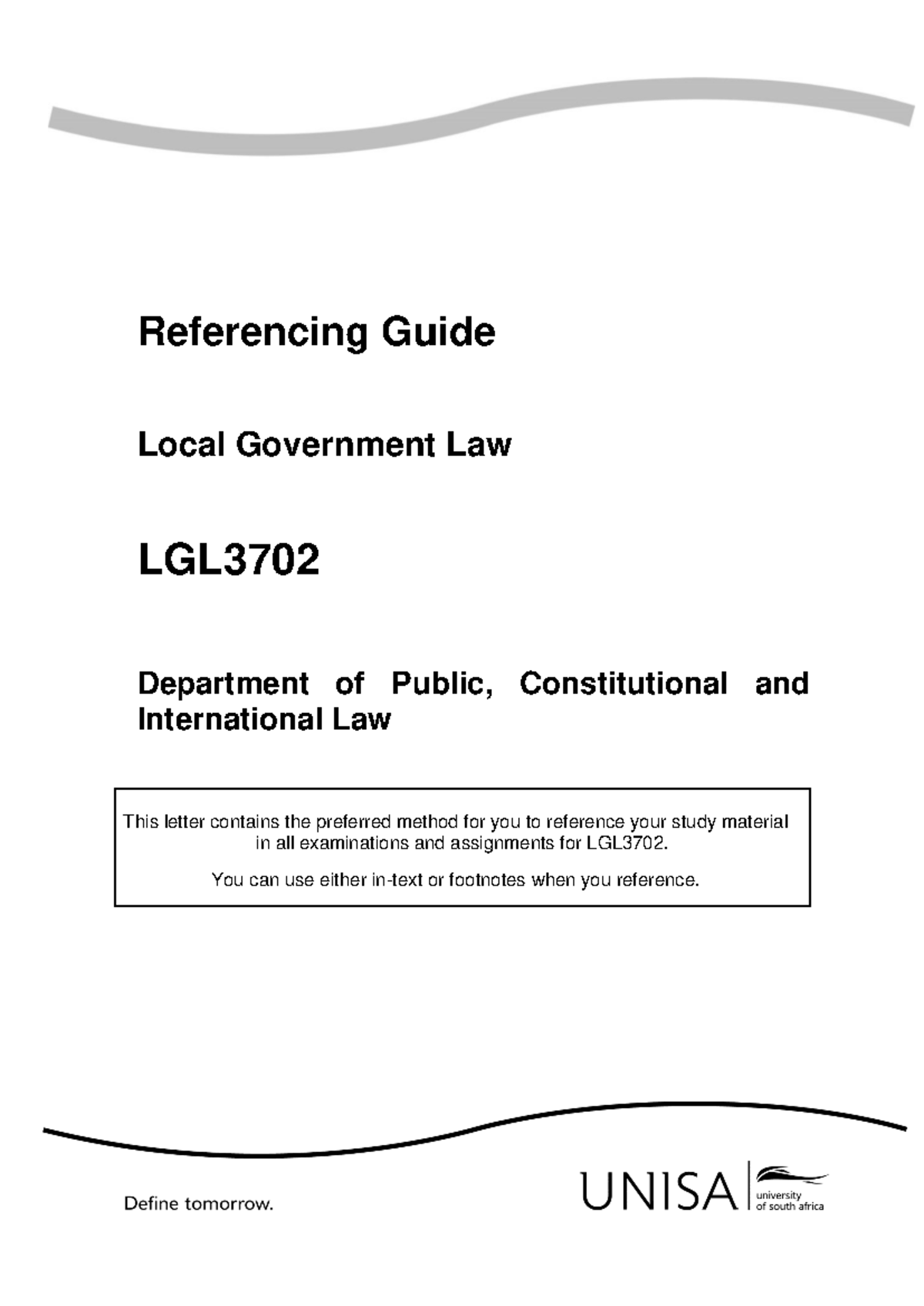 LGL3702 Referencing Guide 2023 - Referencing Guide Local Government Law ...