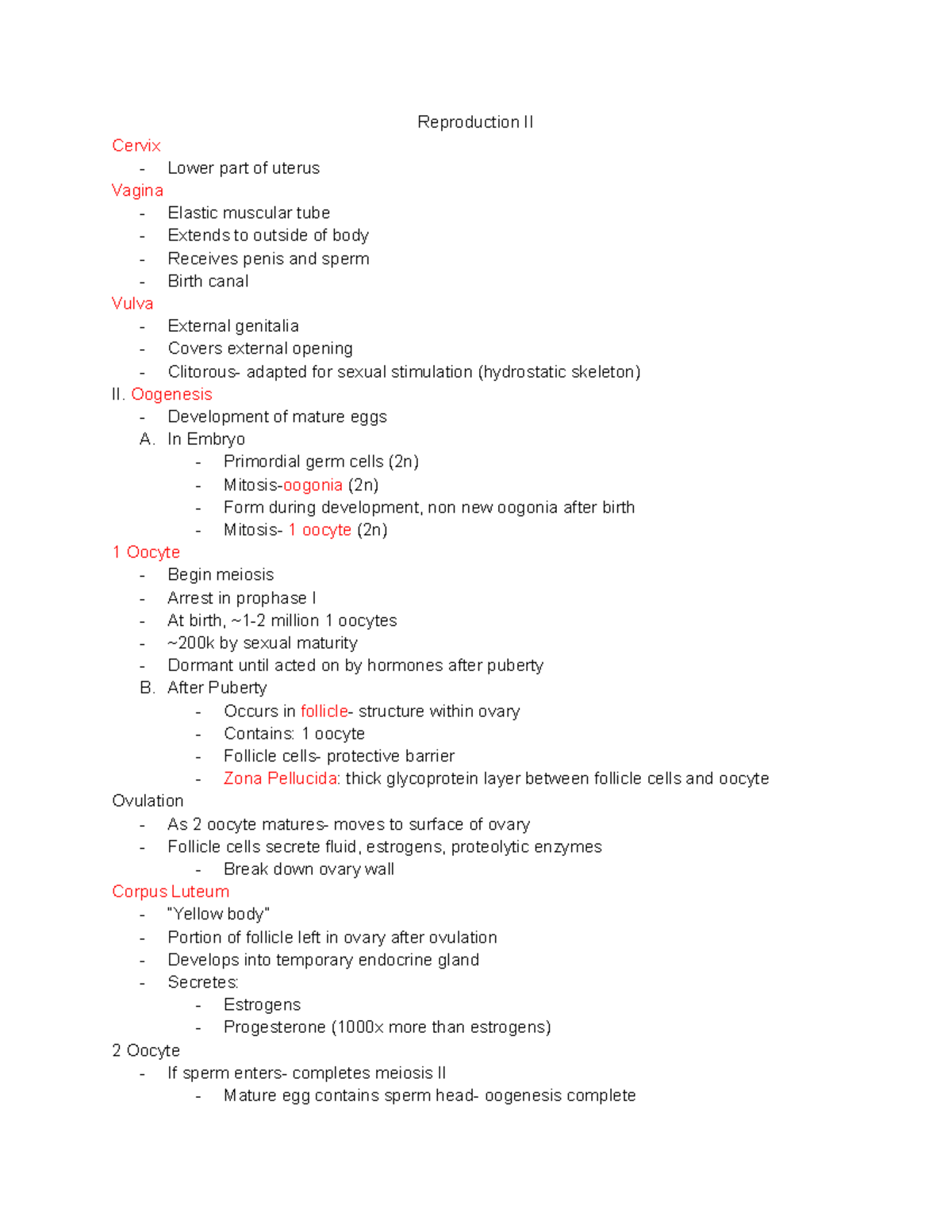 3-5 Lecture - Reproduction II Cervix Lower part of uterus Vagina ...
