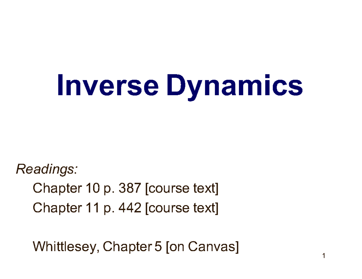 Inverse Dynamics: Calculating Forces and Moments - Studocu