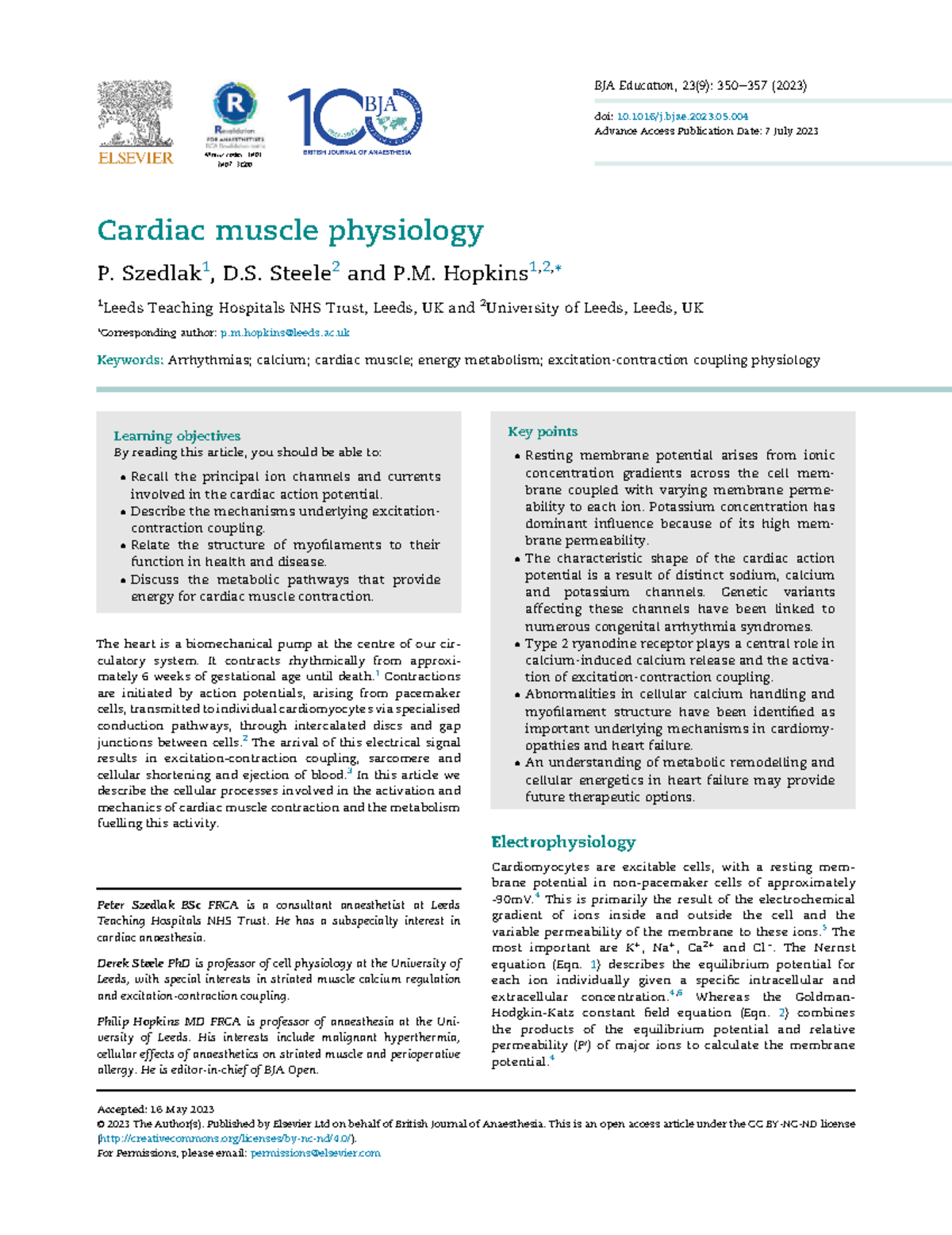 1-s2 - Paper - Cardiac muscle physiology P. Szedlak 1 , D. Steele 2 and ...