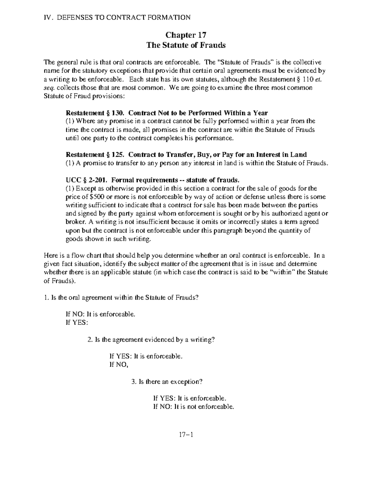 Fac Pac Chapter 17 - Anderson Fall 2022 - 17 − 1 IV. DEFENSES TO ...