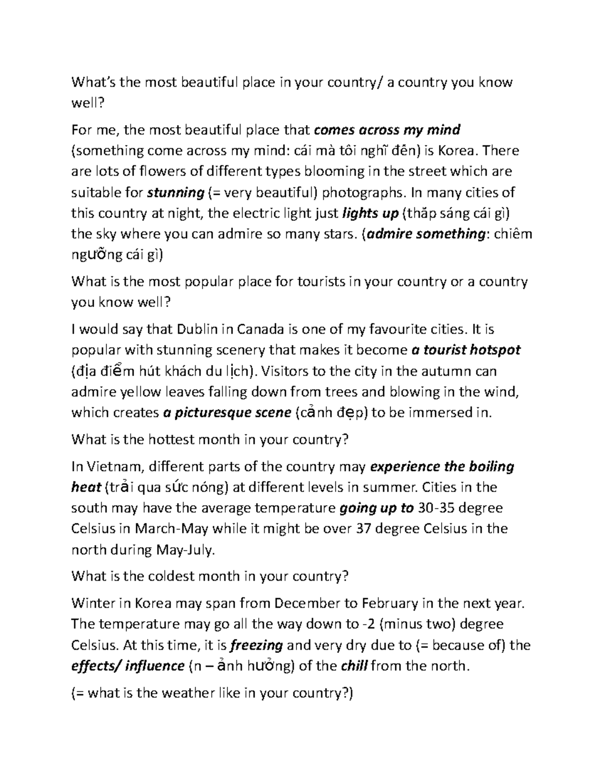 [Session 5] Lecture notes - What’s the most beautiful place in your ...