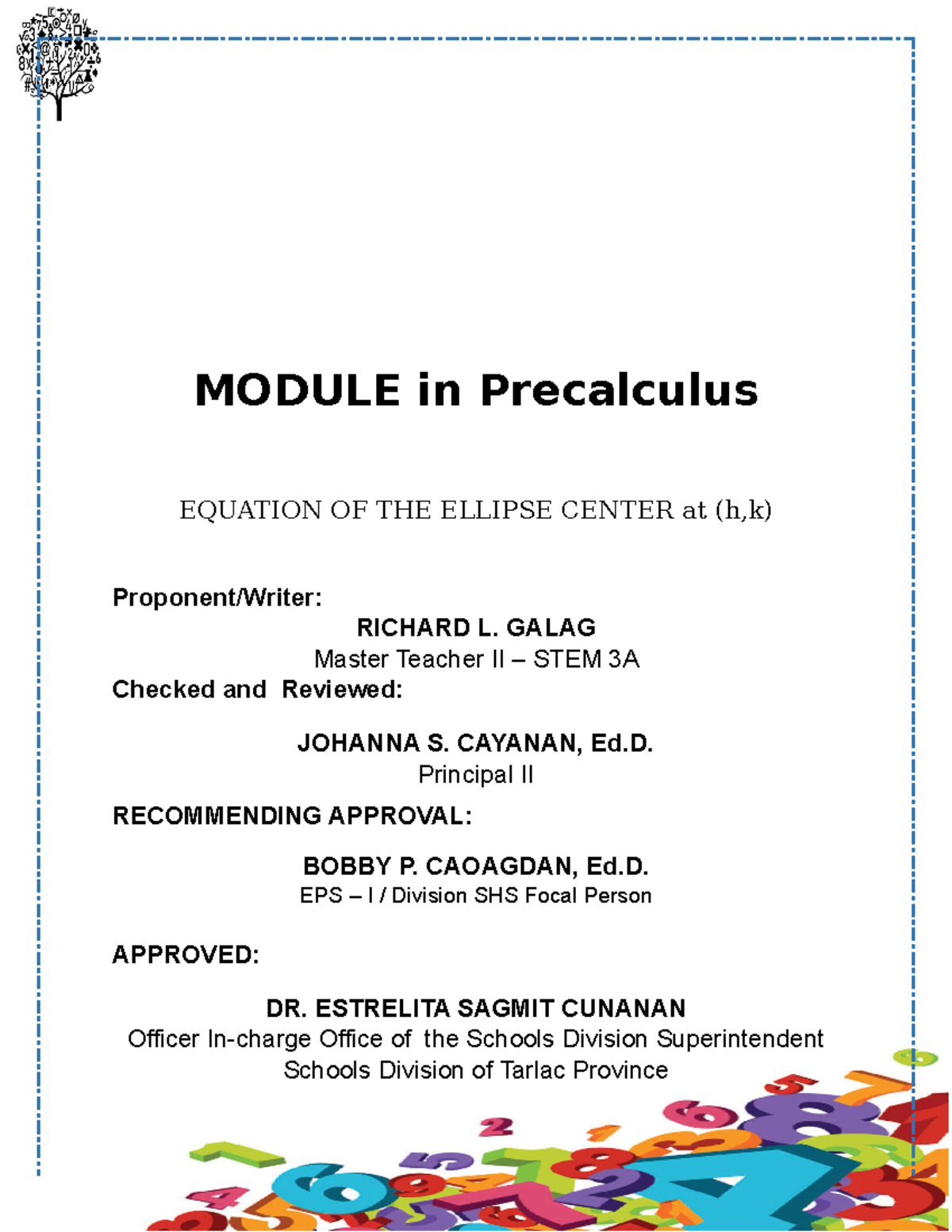 Module in PRE Calculus - MODULE in Precalculus EQUATION OF THE ELLIPSE ...