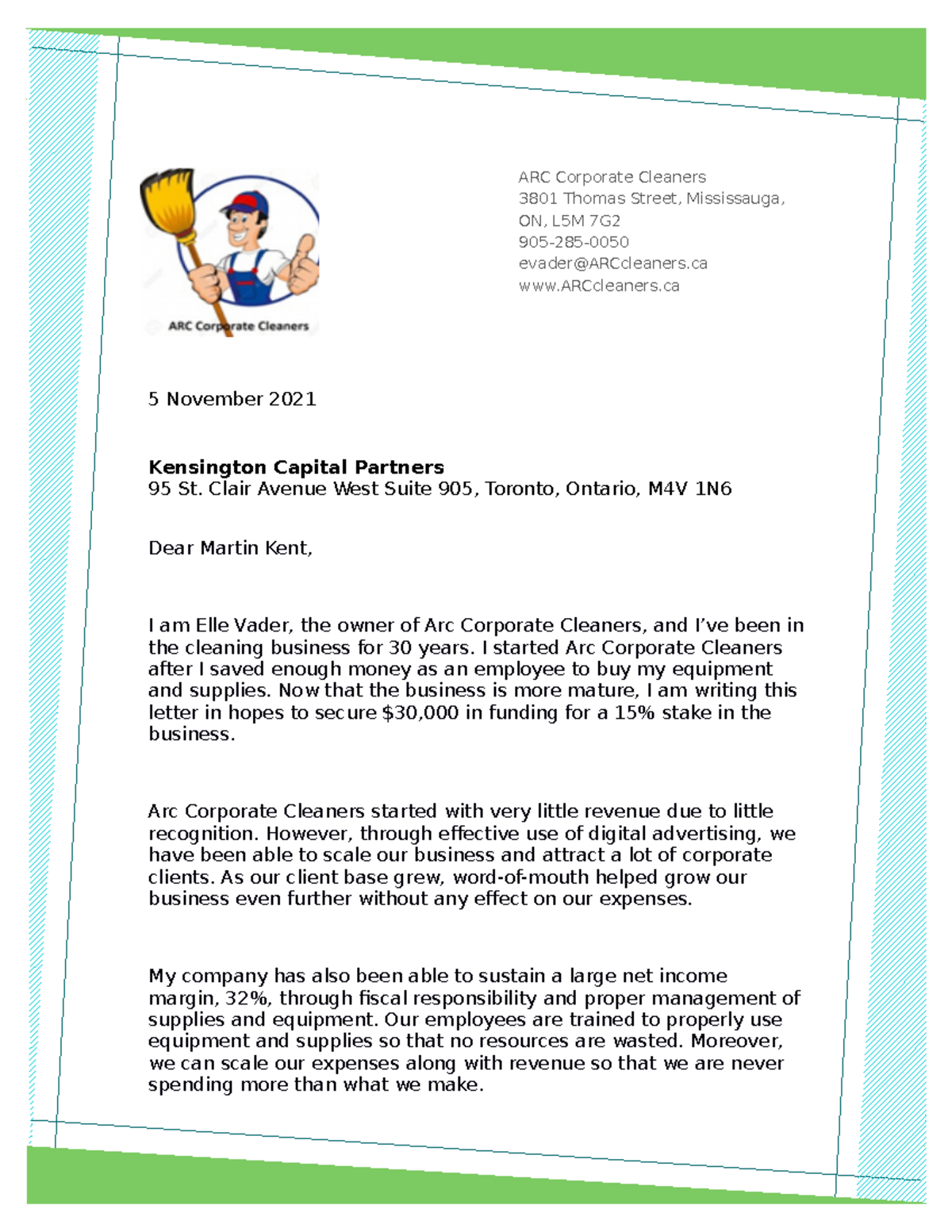 BAF 3M1 CPT - Business Letter Template - ARC Corporate Cleaners 3801 ...