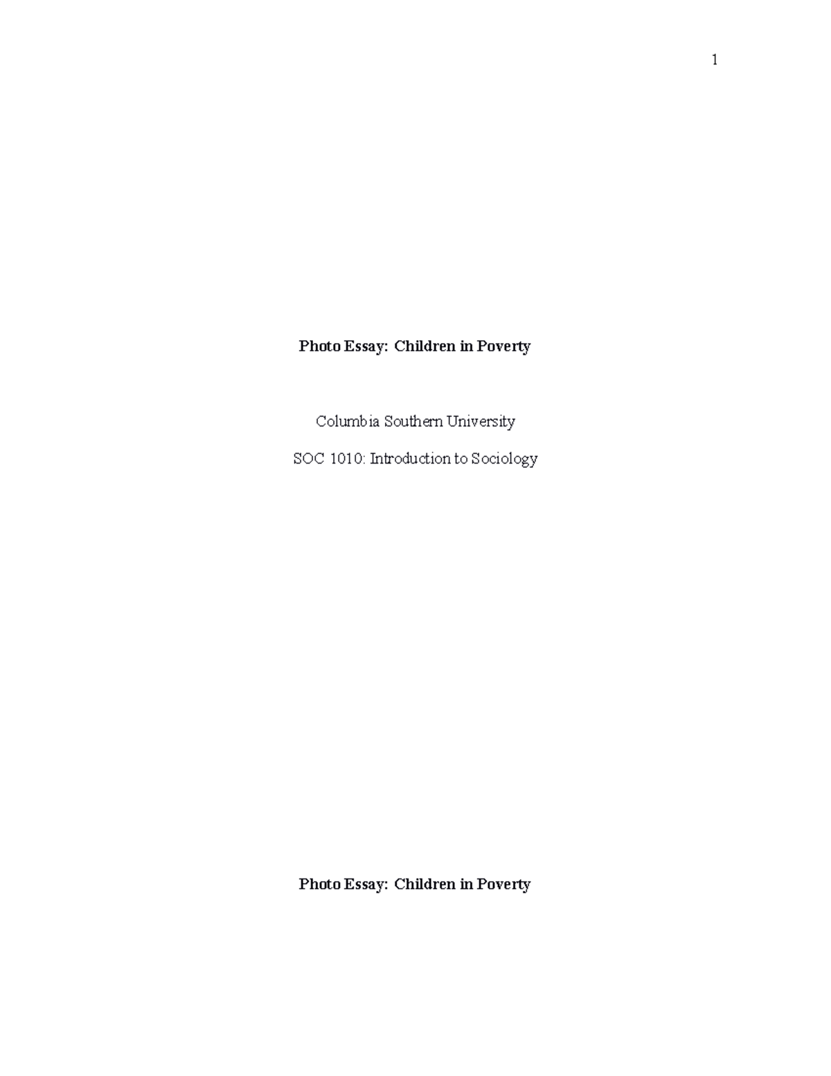 Poverty in Children Photo Essay Assignment - Photo Essay: Children in ...