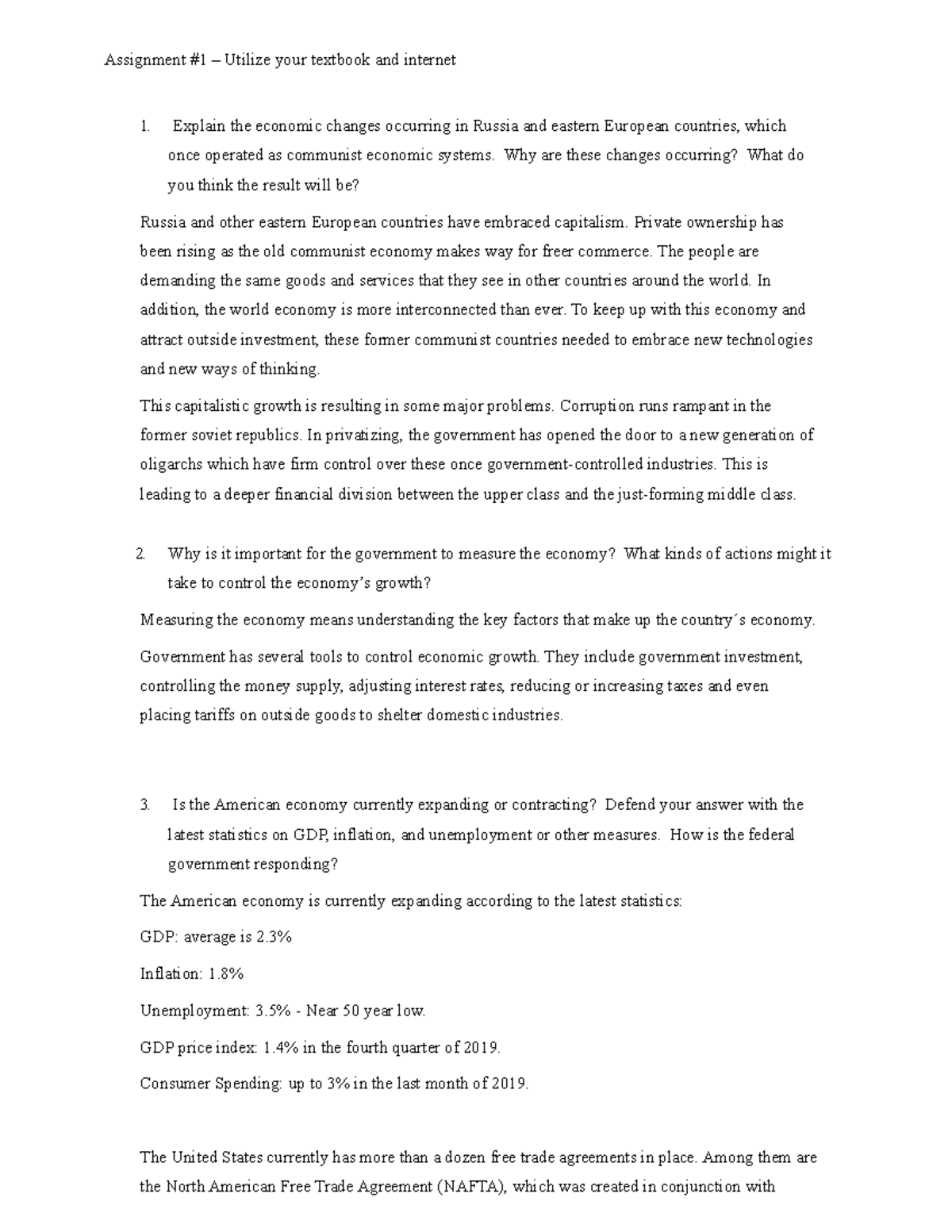 In-Class Assignment #1 - Assignment #1 – Utilize your textbook and ...