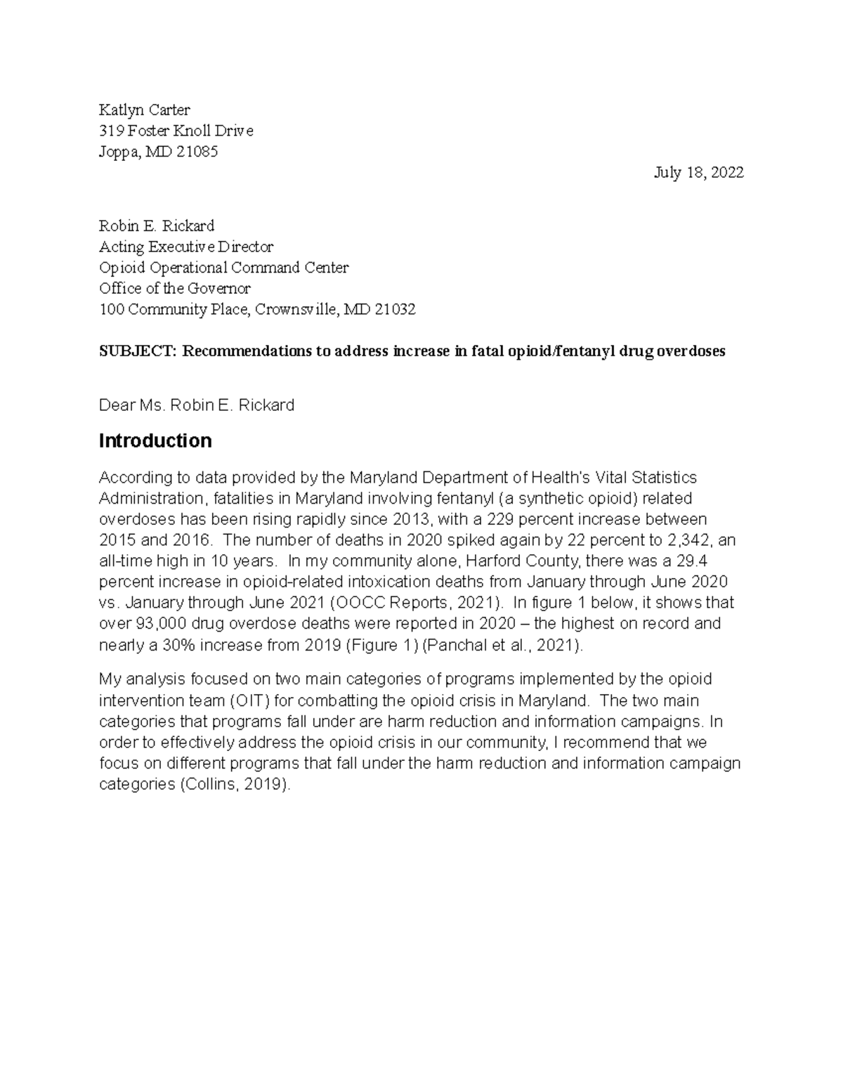 Recommendation K - Assignment where we had to write a letter ...