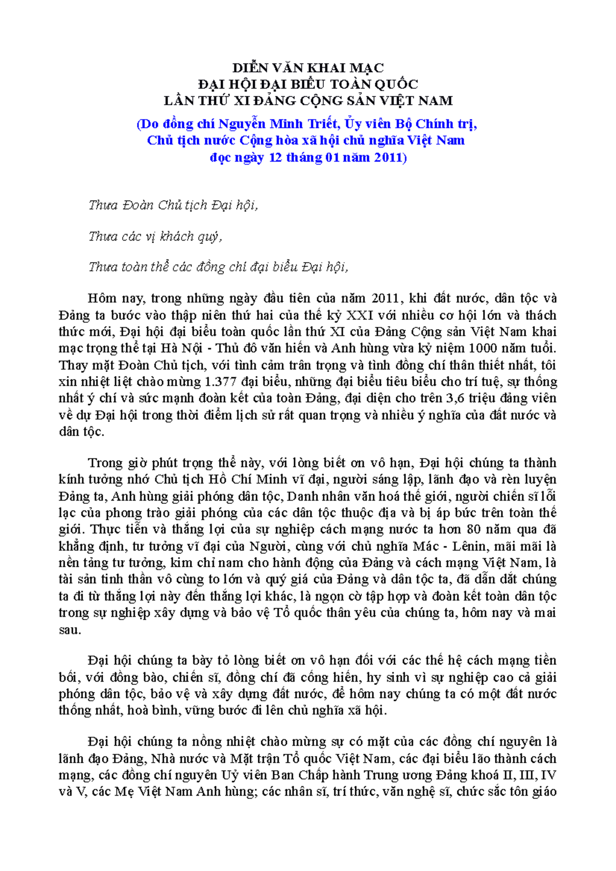 Dien van khai mac - hjjgg,dxgdx - DIỄN VĂN KHAI MẠC ĐẠI HỘI ĐẠI BIỂU ...