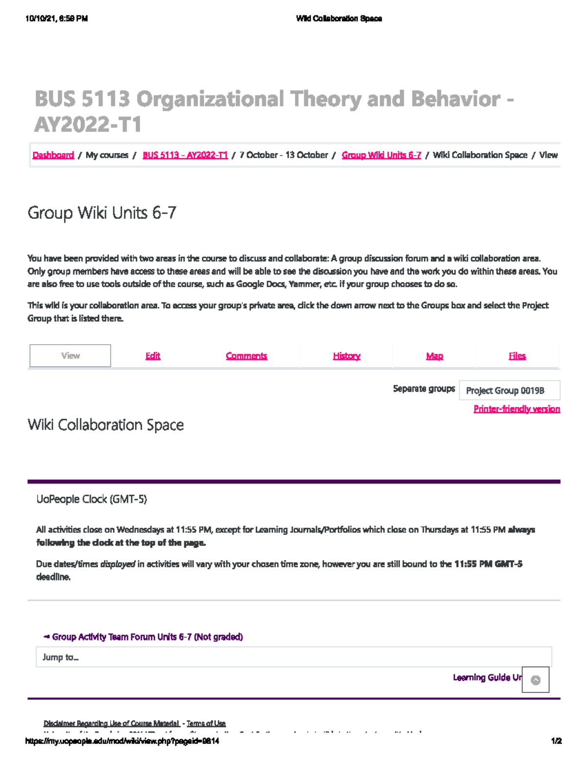 Group Wiki Units 6-7 - BUS 5113 - UoPeople - Studocu