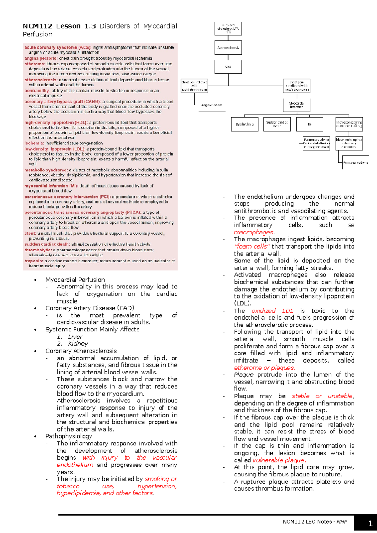 Lesson 1.2 - Disorders Related to Myocardial Infusion - NCM112 LEC ...