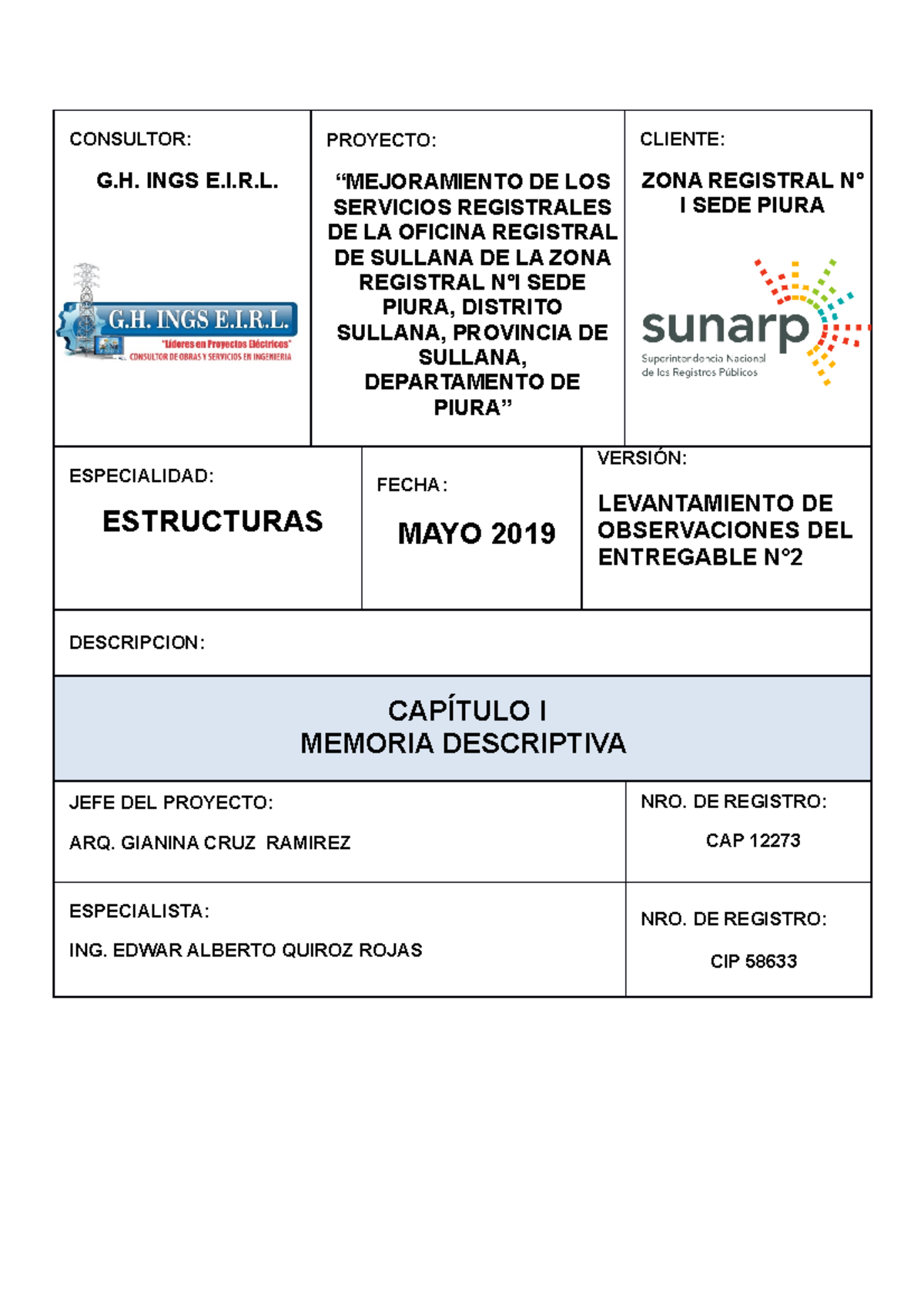 MD- Sullana - CALCULOS - CONSULTOR: G. INGS E.I. PROYECTO ...